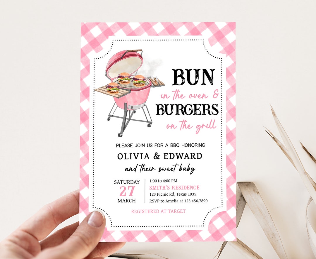 Editable Pink BBQ Baby Shower Invitation, Girl Baby-q Baby Shower ...
