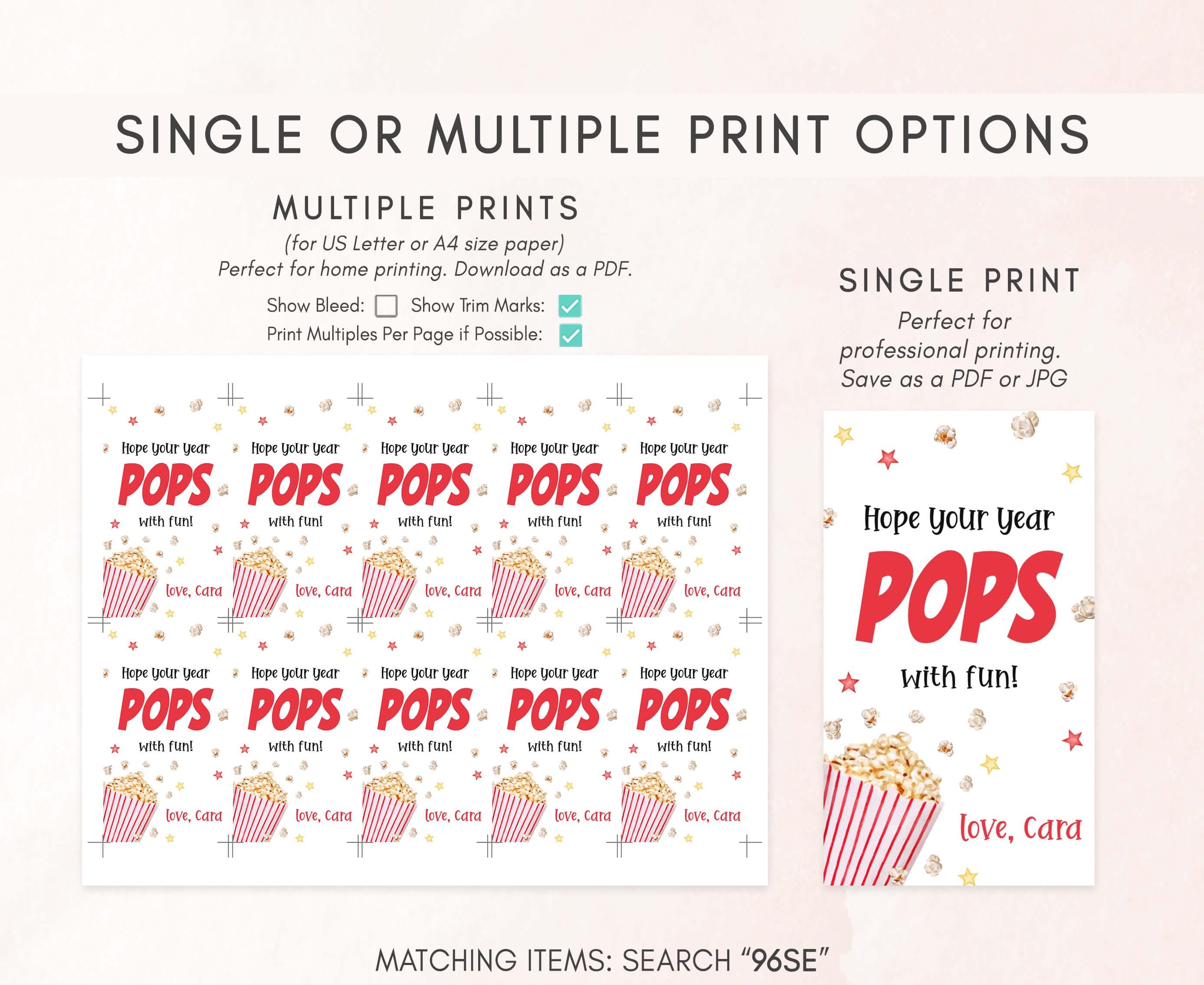 Editable Popcorn Gift Tag, Hope Your Year Pops With Fun Favor Tag, Just ...