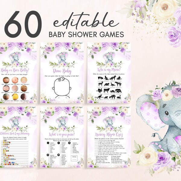 Purple Elephant - Etsy