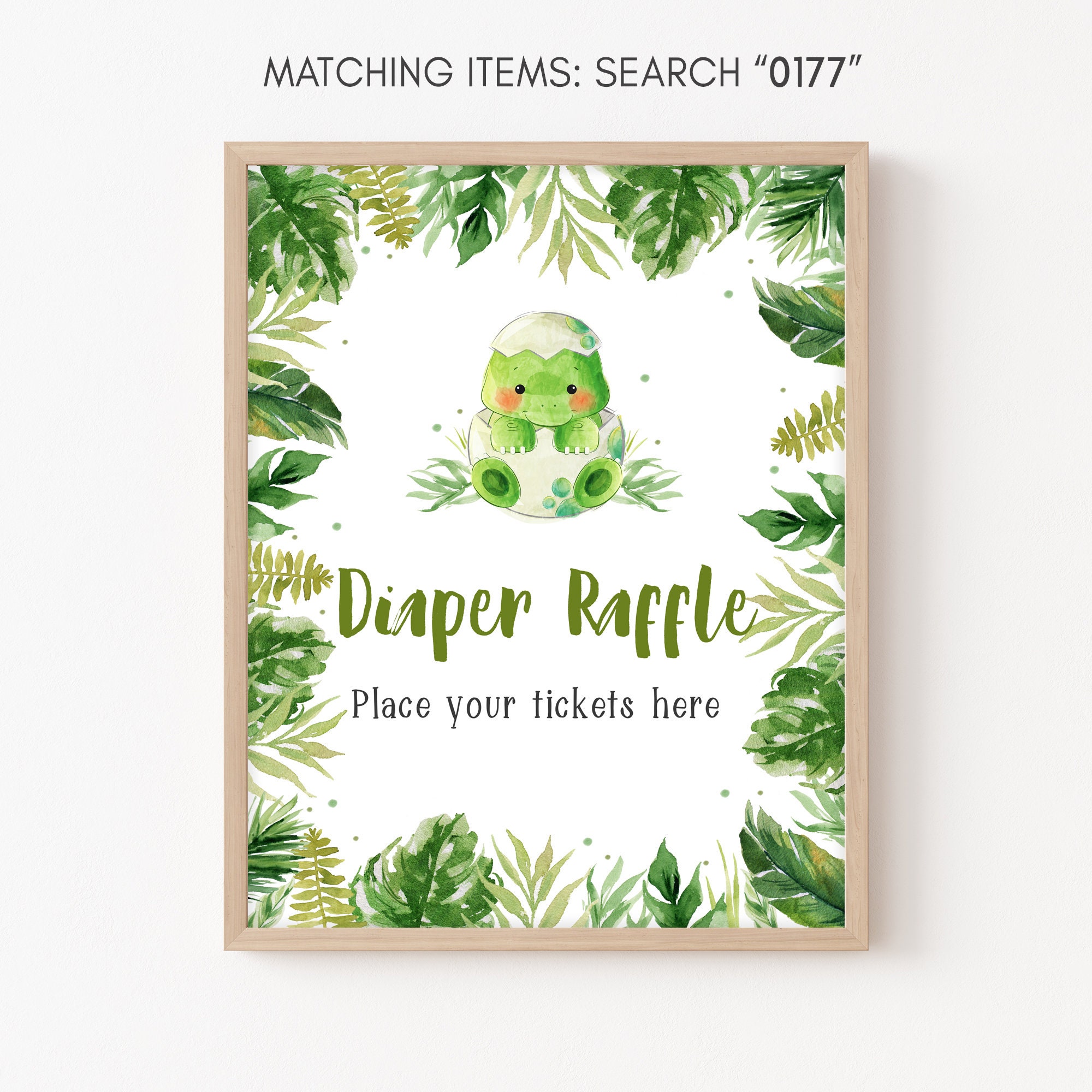 Diaper Raffle Sign Dinosaur Baby Shower Dino Baby Shower Game - Etsy