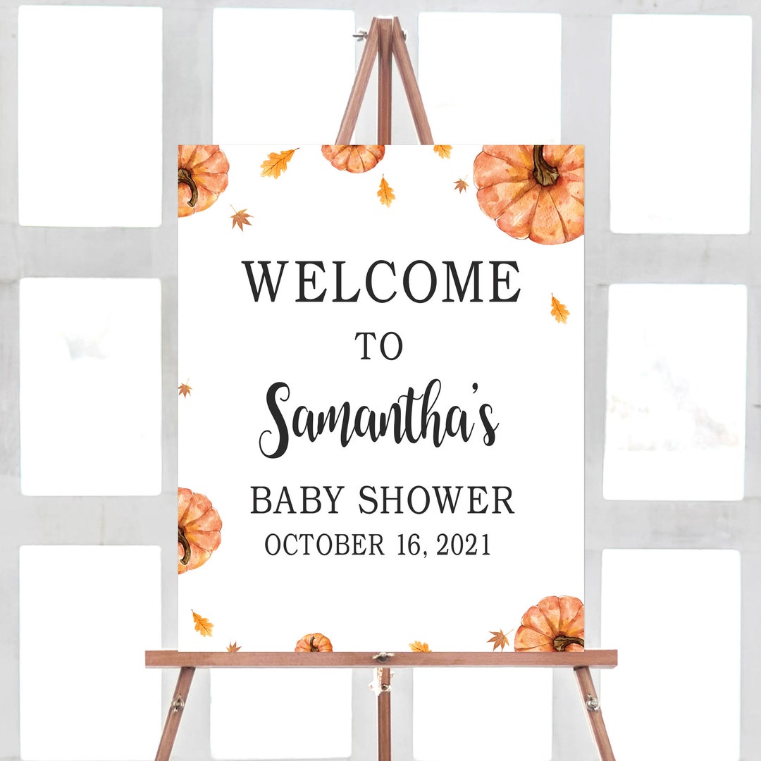Editable Pumpkin Baby Shower Welcome Sign, Fall Baby Shower Party Sign ...