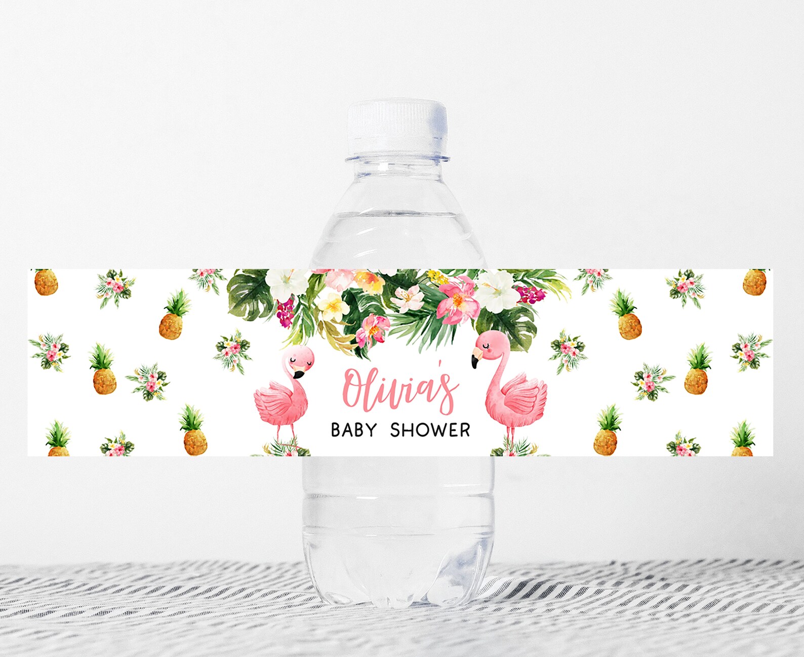 Editable Flamingo Baby Shower Water Bottle Labels Tropical - Etsy