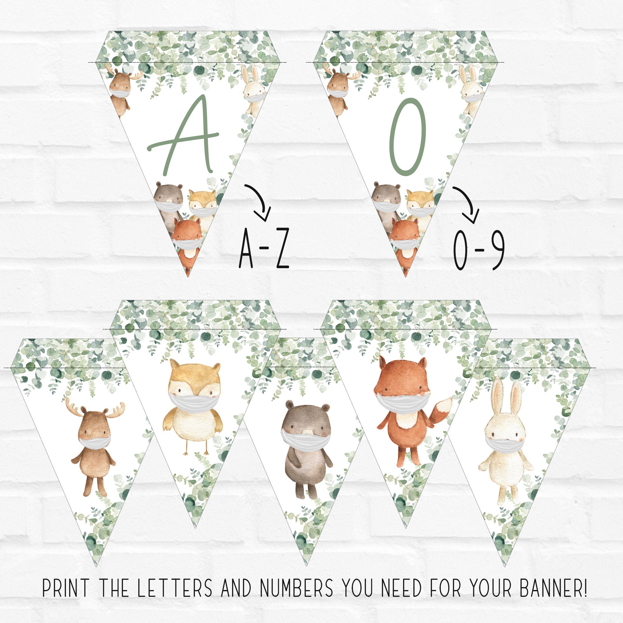 Woodland Baby Shower Bunting Banner Social Distancing | Etsy