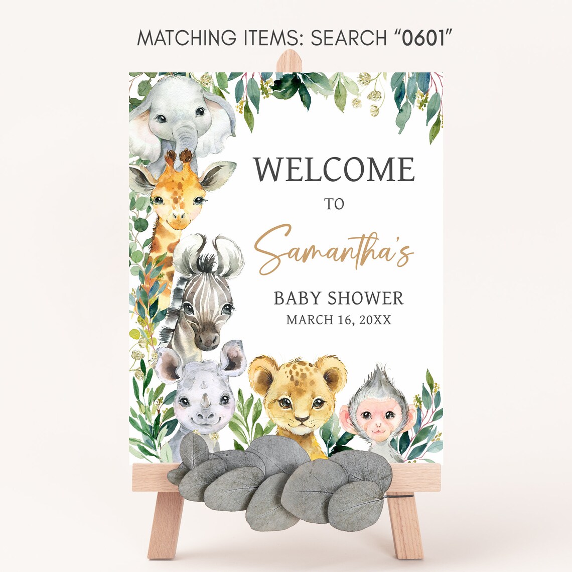 Editable A Little Wild One Baby Shower Welcome Sign, Jungle Safari Baby ...
