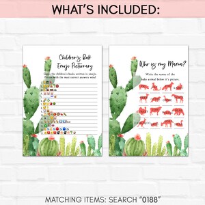 Cactus Baby Shower Games Bundle Succulent Baby Shower Game Pack Rustic ...