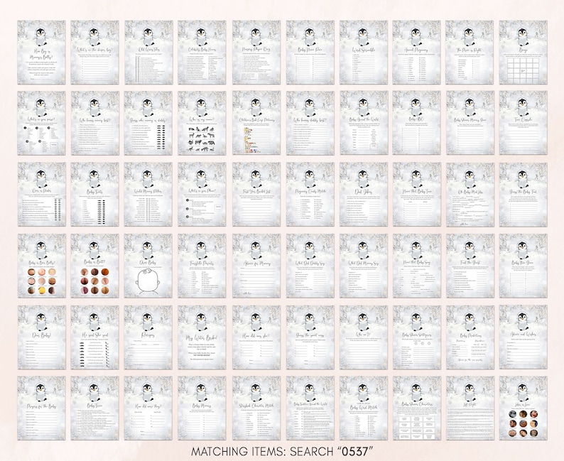 Editable Winter Penguin Baby Shower Games Bundle, Gender Neutral ...