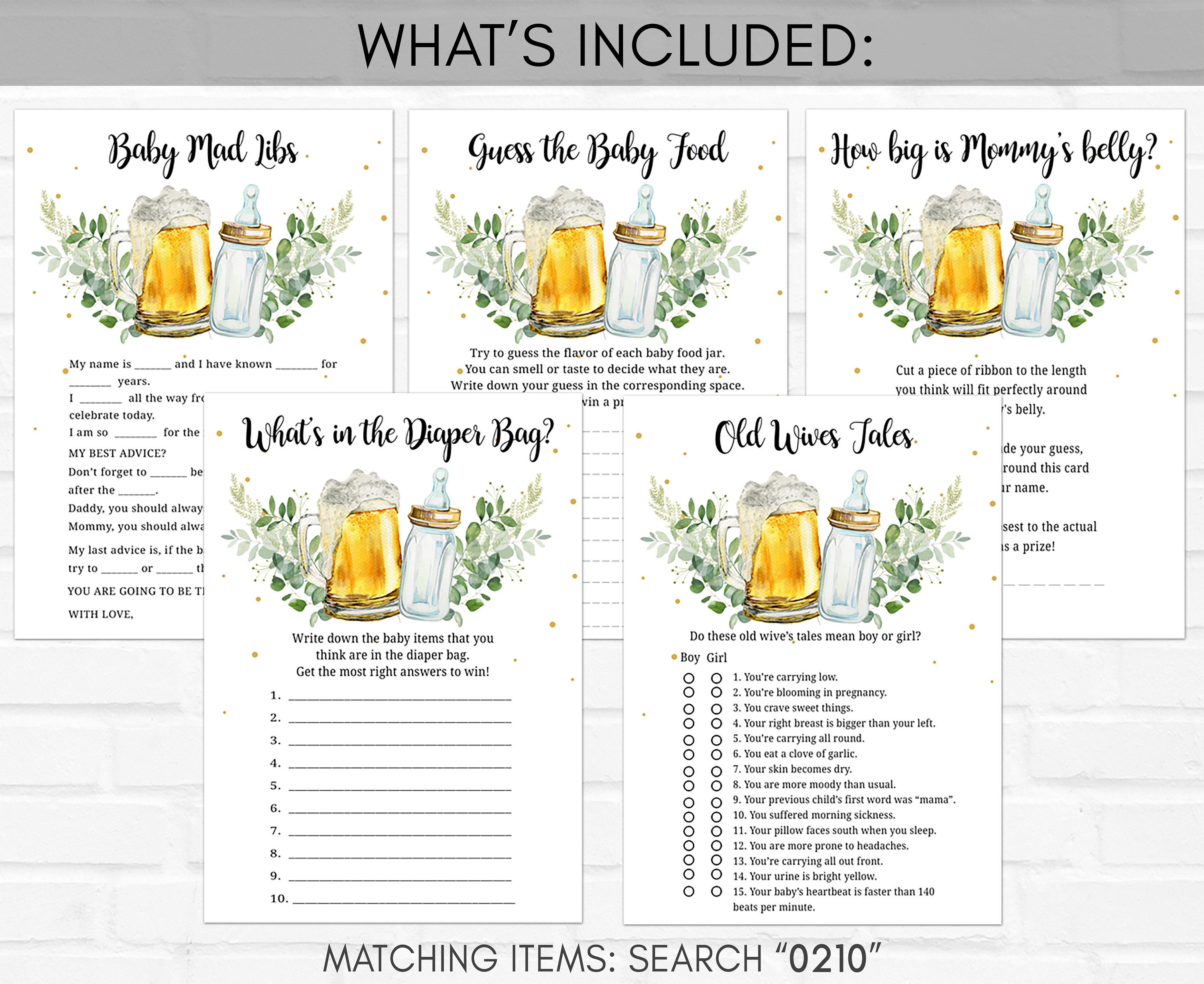 A Baby is Brewing Baby Shower Games Bundle Bottle and Beer - Etsy