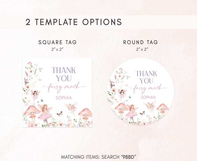 Editable Fairy First Birthday Round Favor Tag, Fairy Birthday Party Tag ...