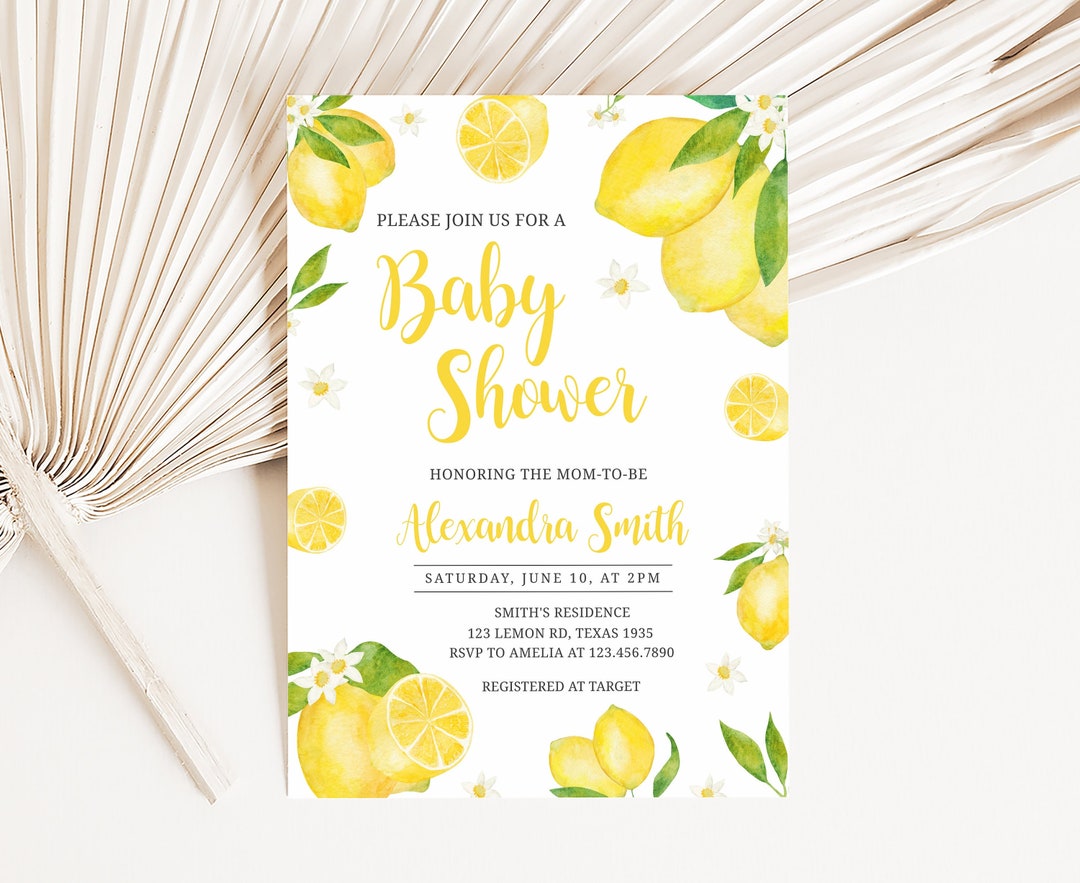 Editable Lemon Baby Shower Invitation Citrus Summer Baby Shower Invite ...