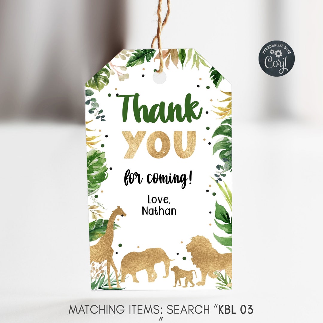 Editable Safari Birthday Favor Tags, Jungle Birthday Thank You Tags ...