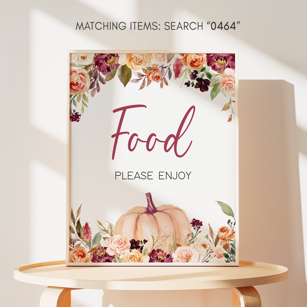 A Little Pumpkin Baby Shower Food Sign, Burgundy Fall Baby Shower Food ...