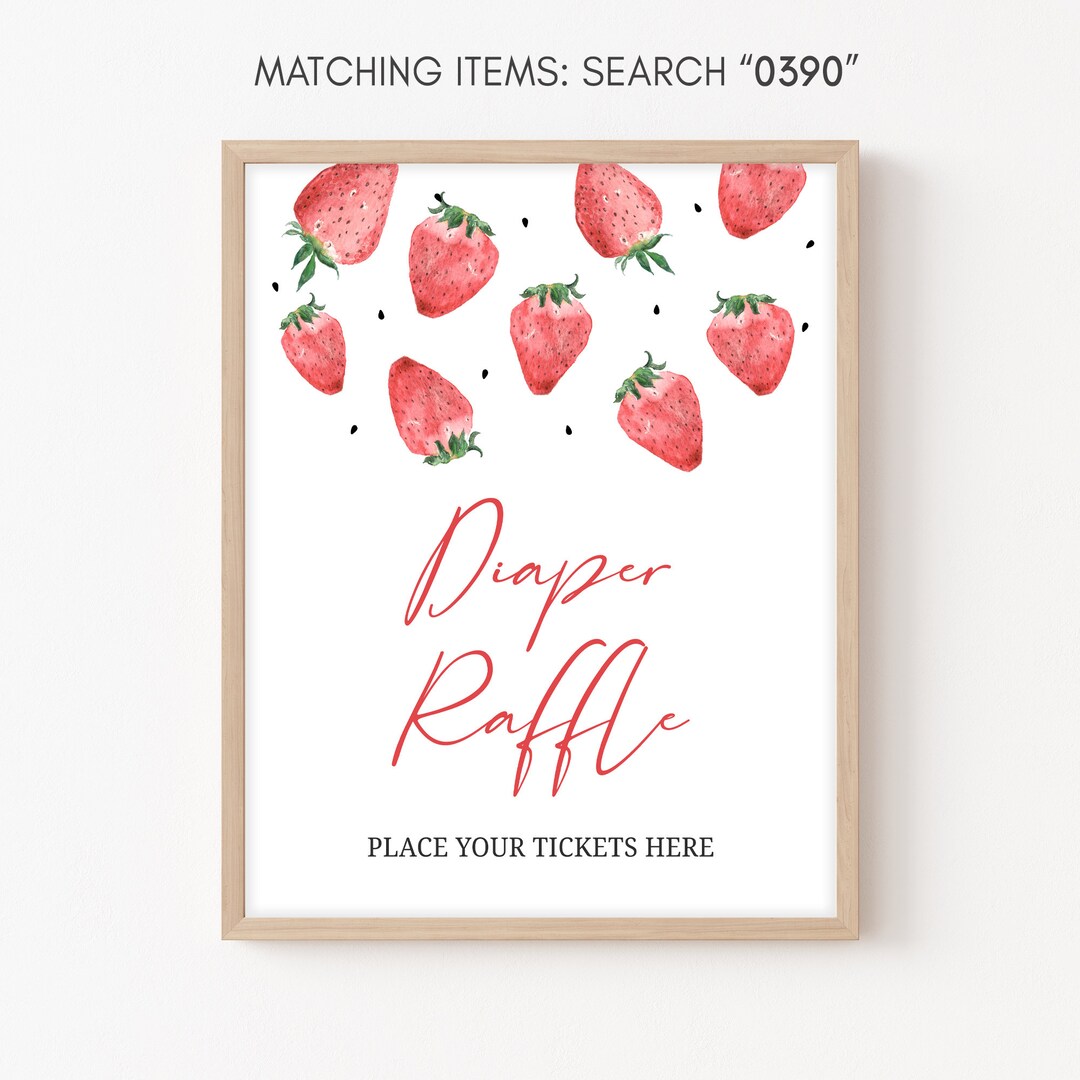 Diaper Raffle Sign Strawberry Baby Shower, Berry Sweet Baby Shower ...