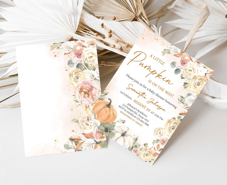 Editable Fall Pumpkin Baby Shower Invitation Bundle, Autumn Fall Baby ...