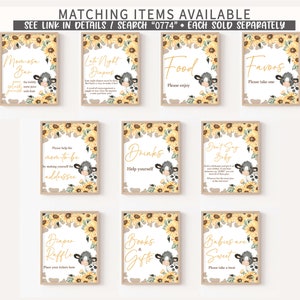 Editable Sunflower Highland Cow Baby Shower Due Date Calendar, Holy Cow ...