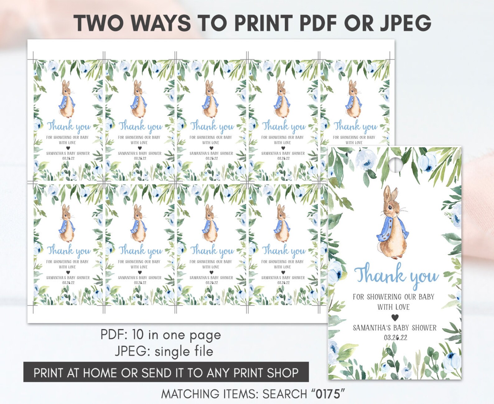 Editable Peter Rabbit Baby Shower Favor Tags Blue Peter - Etsy