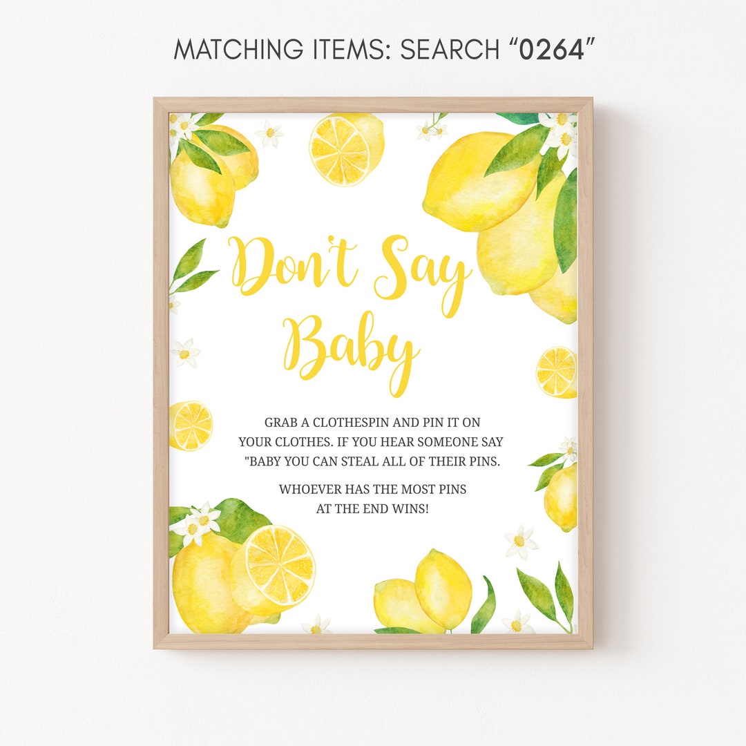 Don't Say Baby Sign Lemon Baby Shower Sign Citrus Summer Baby Shower ...
