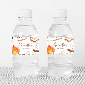 Editable Smore Baby Shower Bottle Label, Bonfire Camping Baby Shower ...