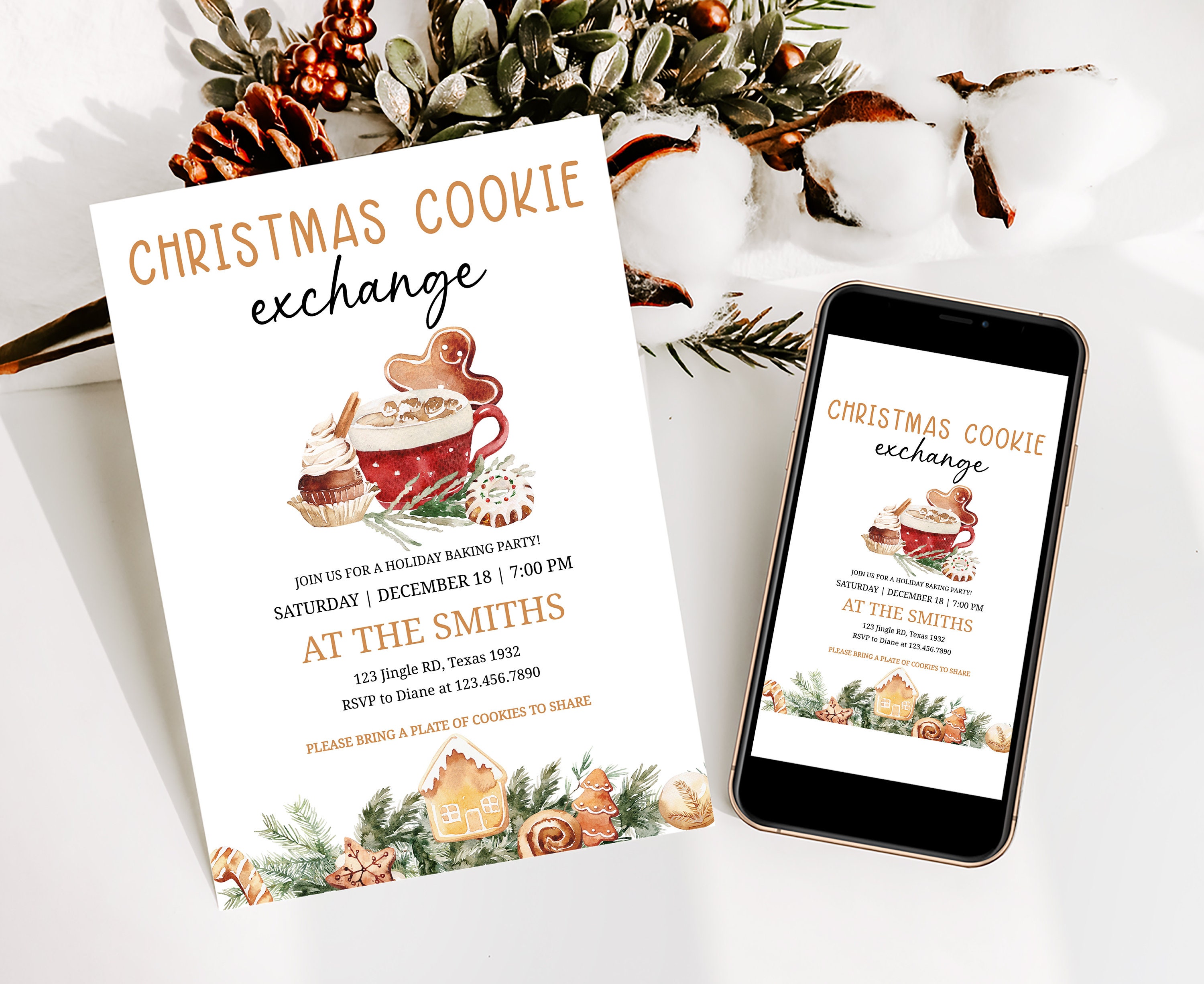 Editable Christmas Cookie Exchange Invitation Christmas Baking ...