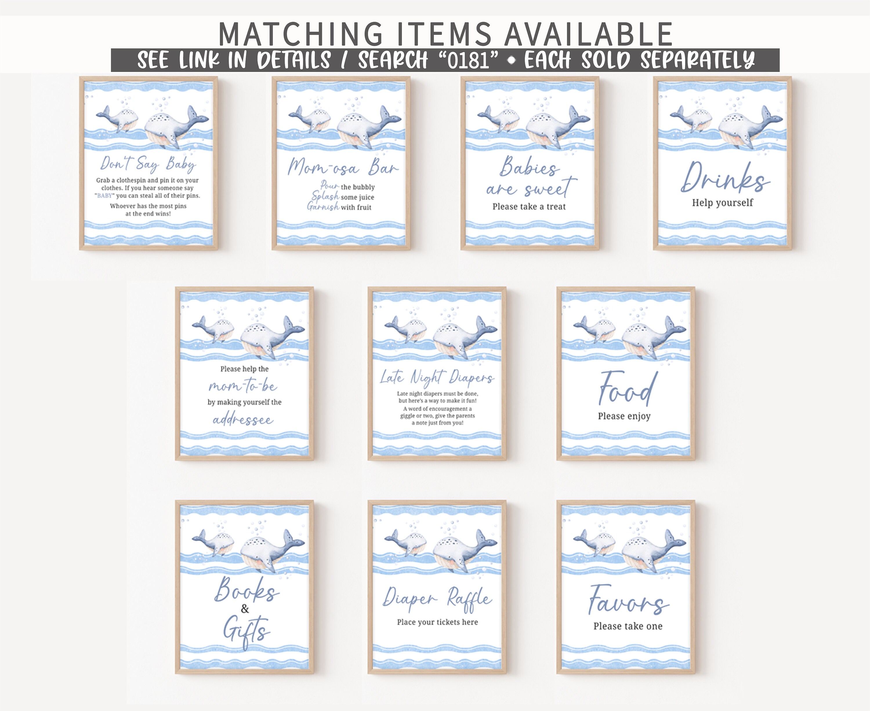 Whale Baby Shower Games Bundle Under the Sea Baby Shower | Etsy