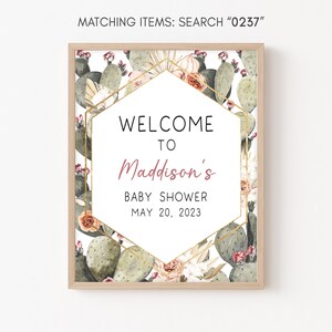 Editable Cactus Baby Shower Welcome Sign, Boho Baby Shower Welcome Sign ...