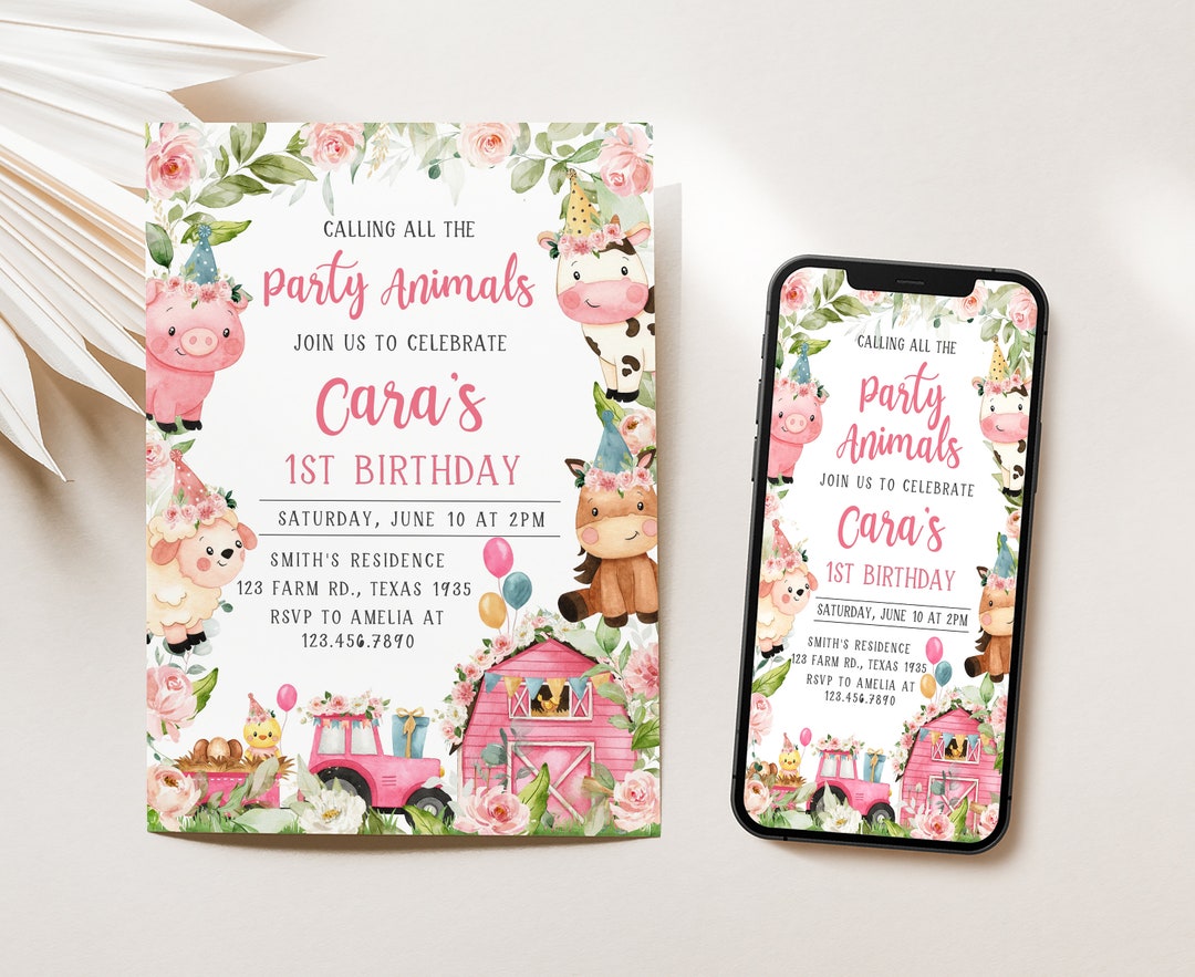 Editable Farm Birthday Invitation, Barnyard Birthday Invite, Farm ...