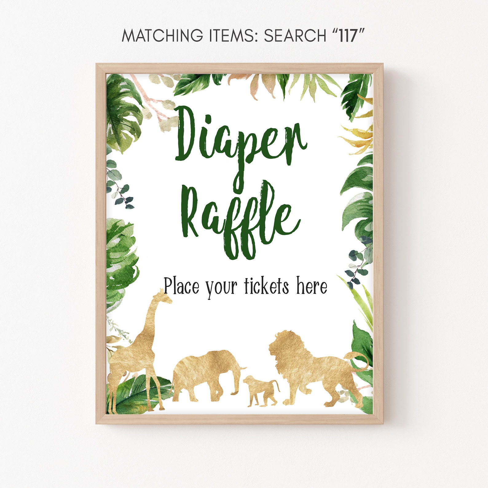 Safari Baby Shower Diaper Raffle Sign, Boy Baby Shower, Jungle Theme ...