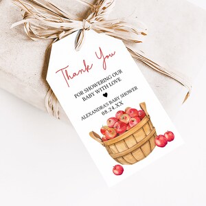 Editable Fall Baby Shower Favor Tag, Apple Baby Shower Gift Tag, Apple ...