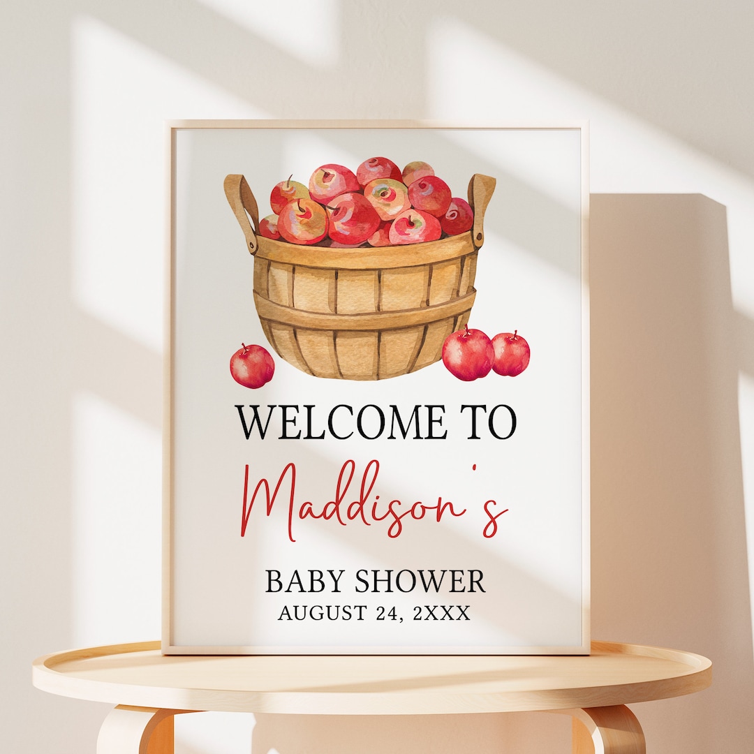 Editable Fall Baby Shower Welcome Sign, Apple Baby Shower Welcome ...