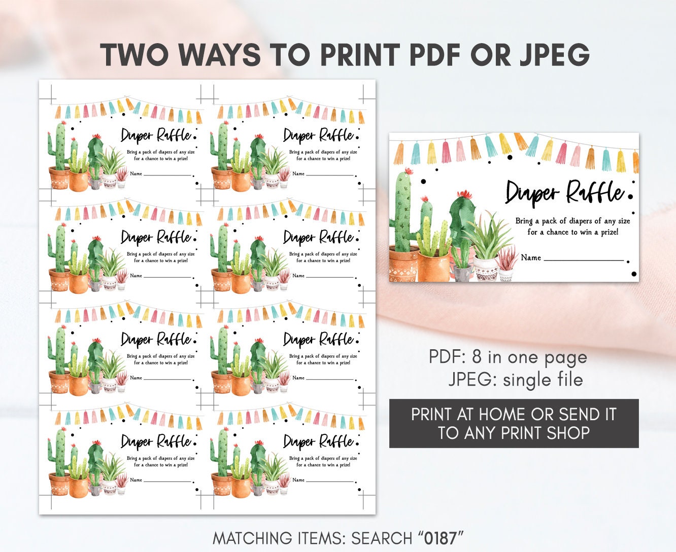 Editable Fiesta Cactus Baby Shower Invitation Set Taco Bout | Etsy