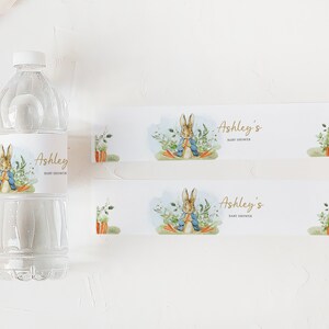 Editable Peter Rabbit Baby Shower Bottle Label, Blue Peter Rabbit Baby ...