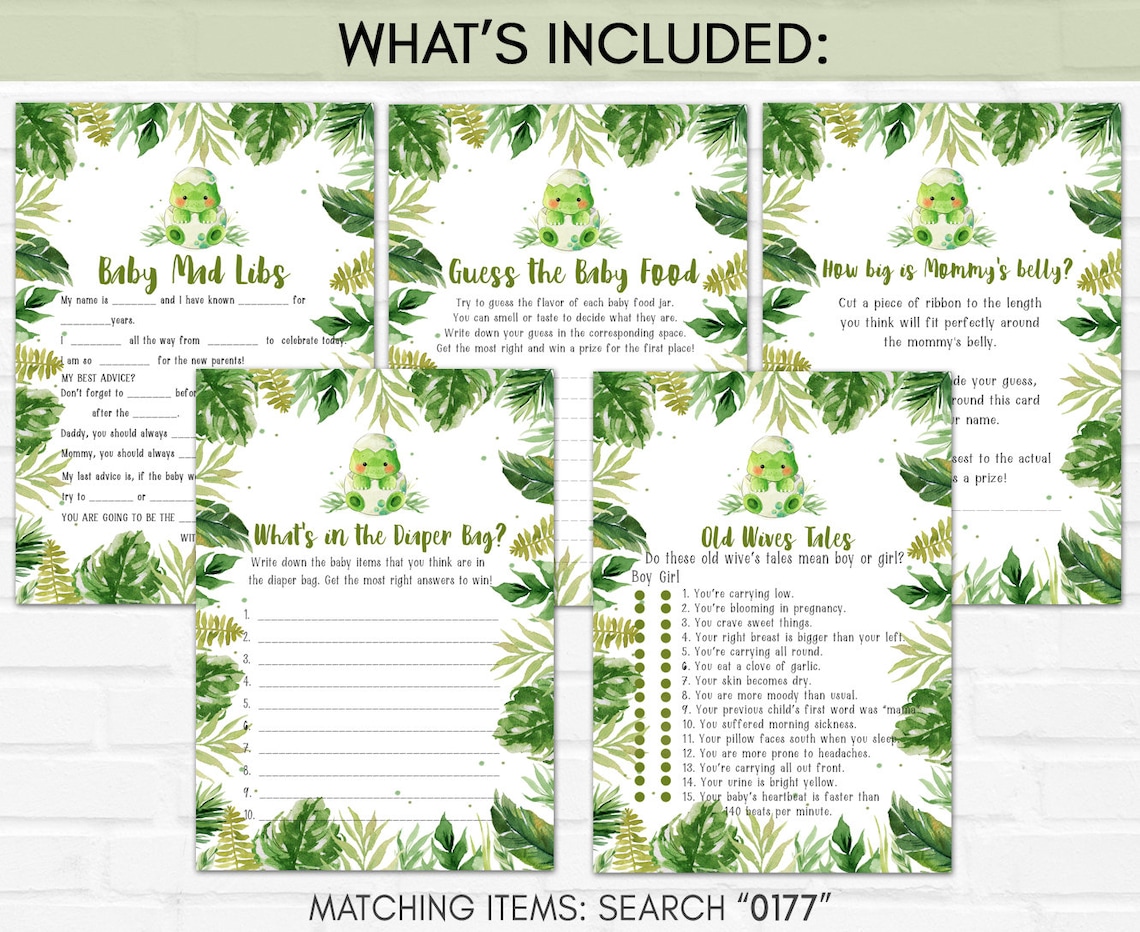 Dinosaur Baby Shower Games Bundle Dino Baby Shower Game Pack - Etsy