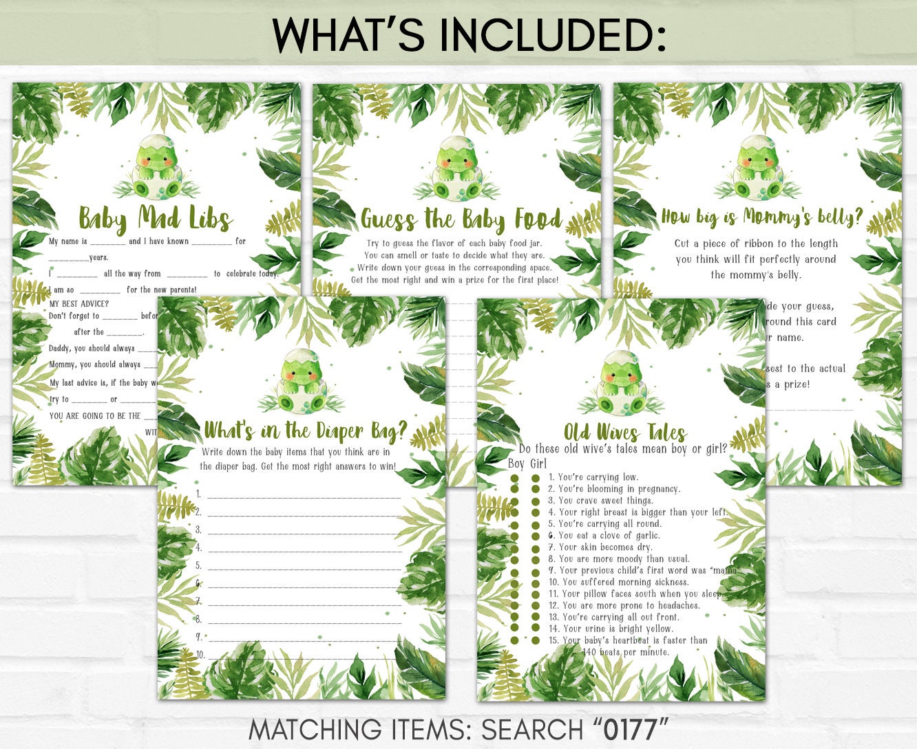 Dinosaur Baby Shower Games Bundle Dino Baby Shower Game Pack - Etsy