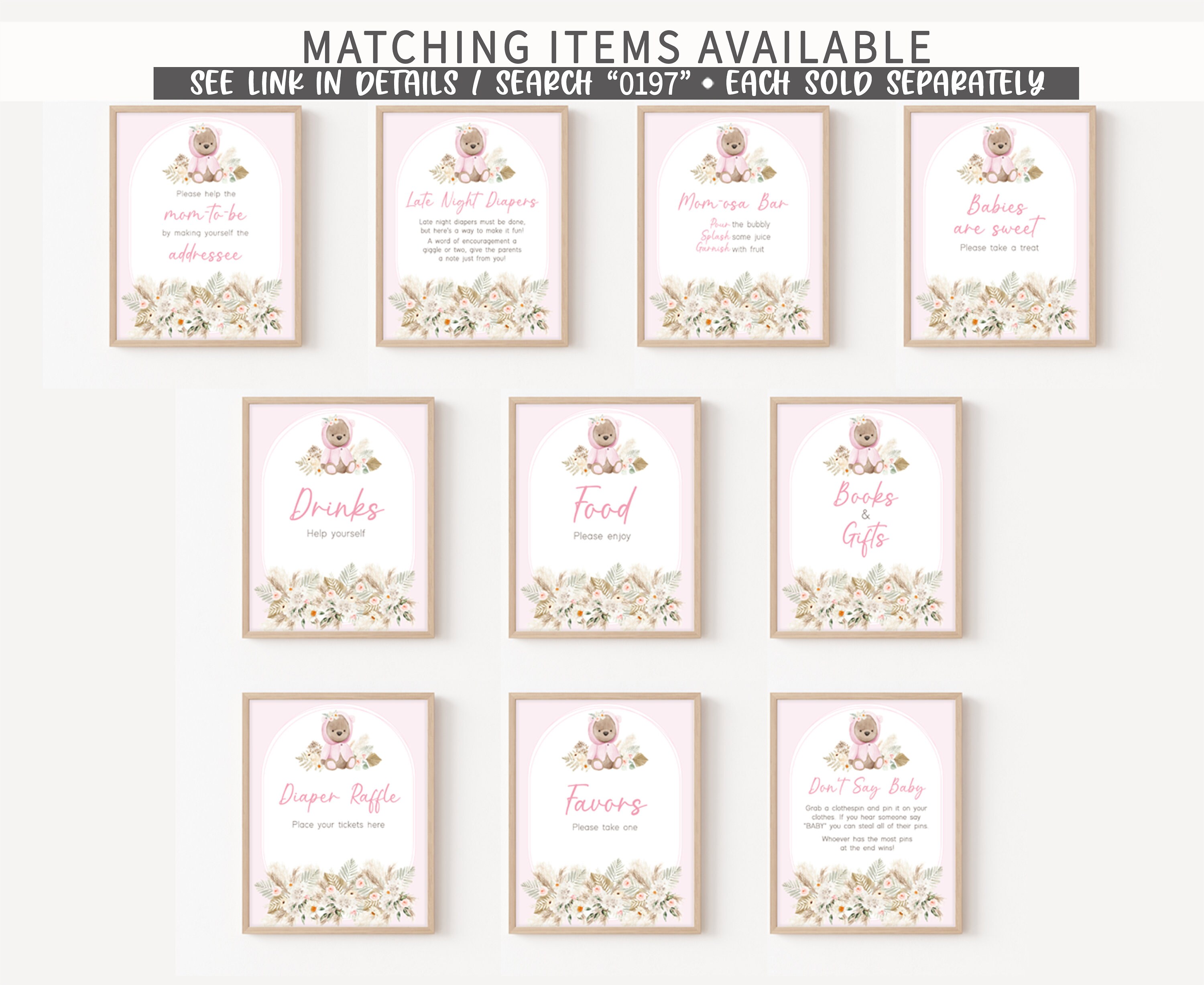 Bear Baby Shower Games Bundle Pink Teddy Bear Baby Shower | Etsy