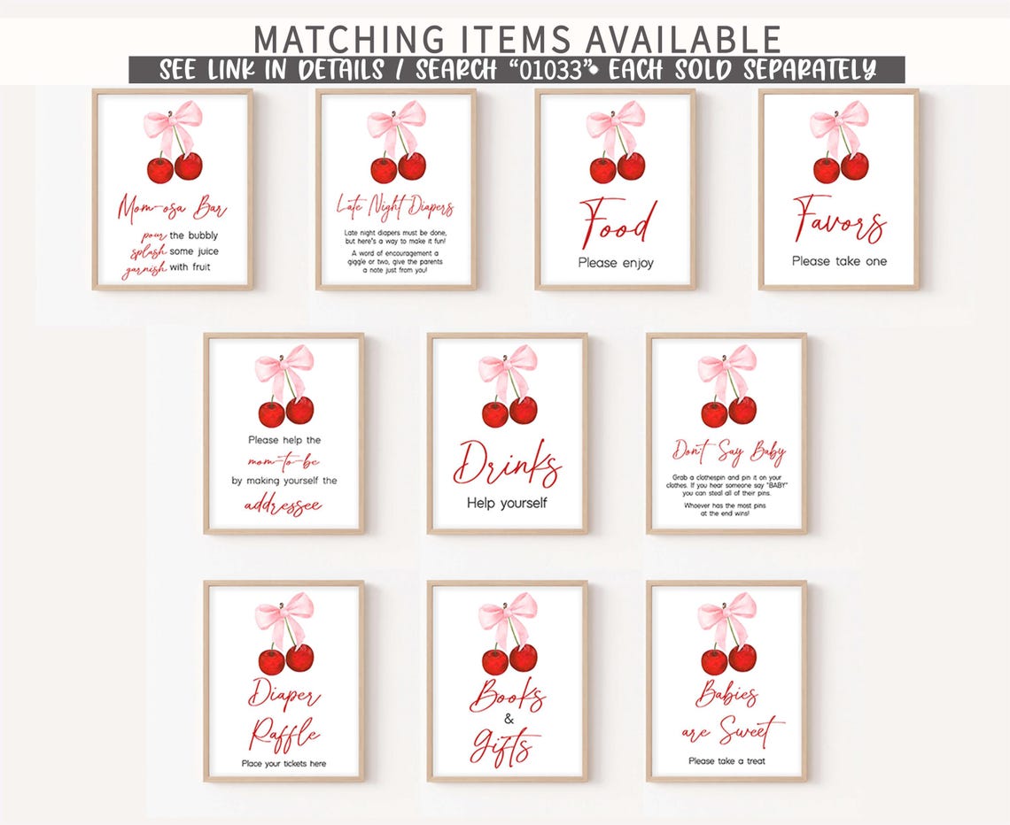 Editable Cherry Baby Shower Favor Tag, Cherry on Top Baby Shower Gift ...