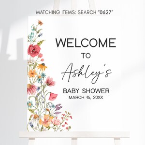 Editable Baby in Bloom Baby Shower Welcome Sign, Boho Wildflower Baby ...