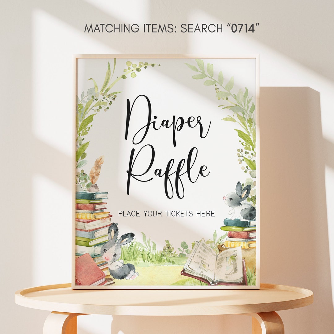 Diaper Raffle Sign Storybook Baby Shower, A New Chapter Baby Shower ...