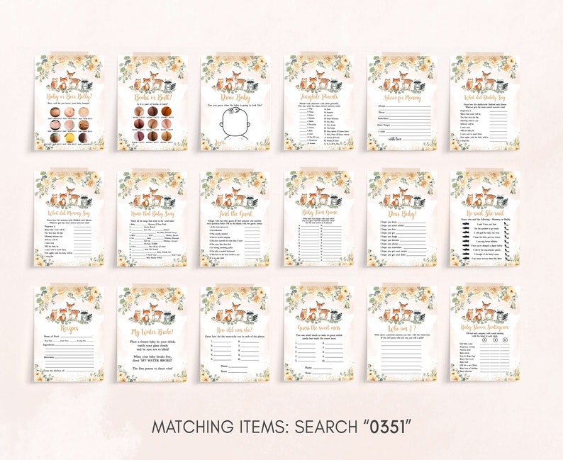 Editable Fall Woodland Baby Shower Games Bundle, Fall Floral Baby ...