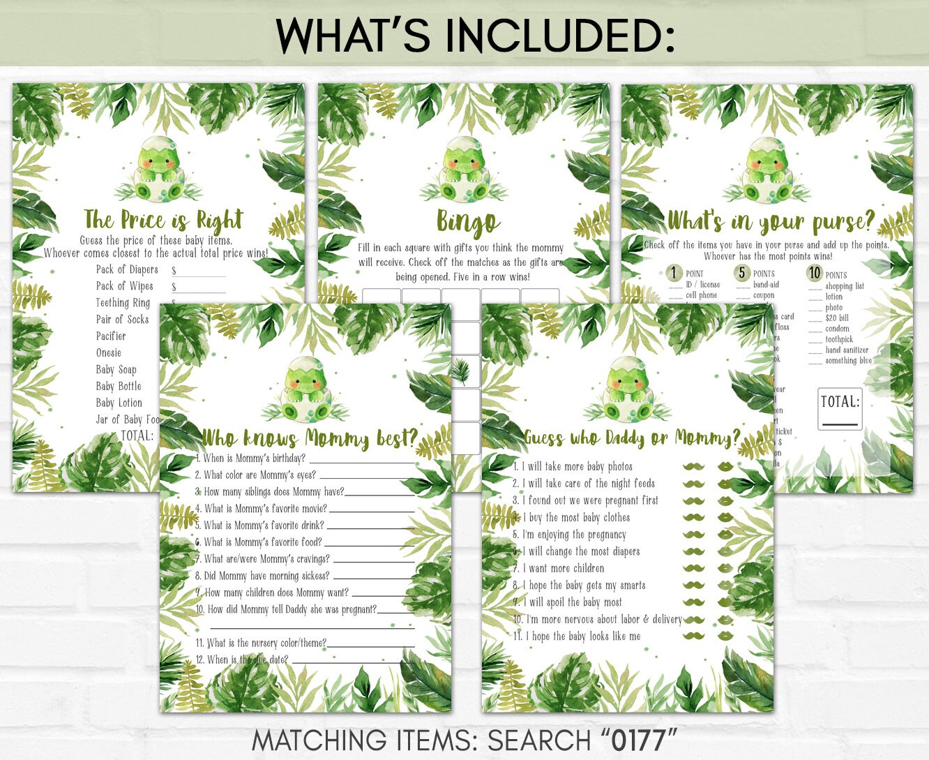 Dinosaur Baby Shower Games Bundle Dino Baby Shower Game Pack - Etsy