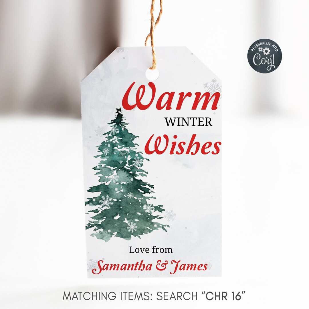 Editable Warm Winter Wishes Tag Tree Winter Tag Christmas Tag Holiday ...