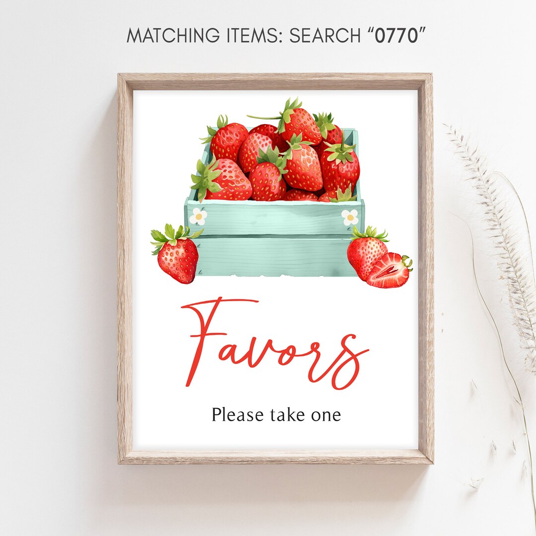 Berry Sweet Baby Shower Favors Sign, Strawberry Baby Shower Favor Table ...
