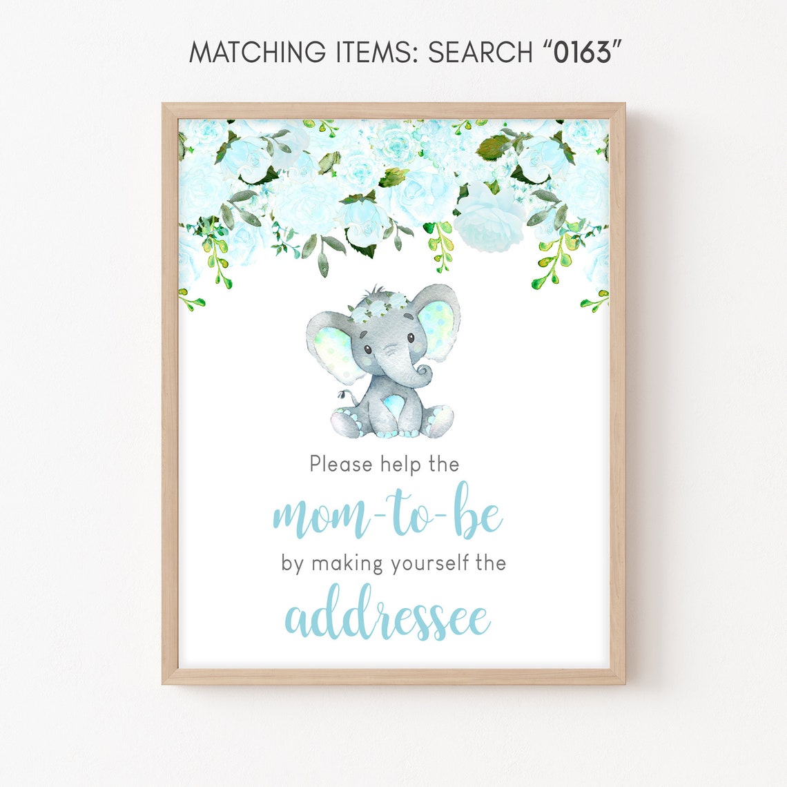 Envelope Station Sign Boy Elephant Baby Shower, Baby Elephant Addressee ...