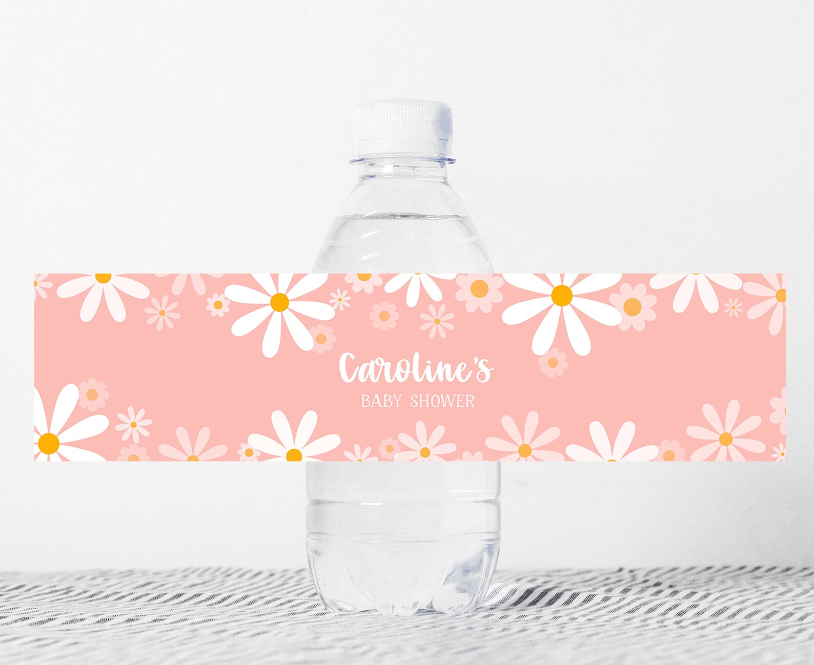 Editable Daisy Baby Shower Bottle Label Bohemian Baby Shower Water ...