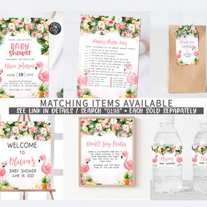 Editable Flamingo Baby Shower Water Bottle Labels Tropical Baby Shower ...