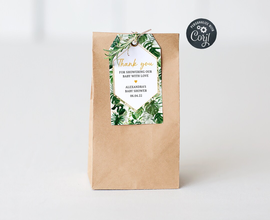Editable Tropical Baby Shower Favor Tag Tropical Favor Tags Gold ...