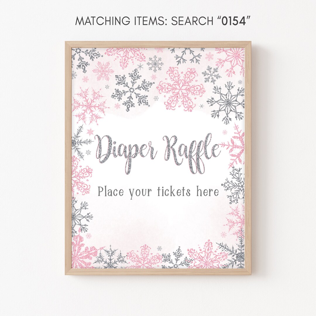 Diaper Raffle Sign Snowflake Baby Shower Winter Baby Shower Diaper Game ...