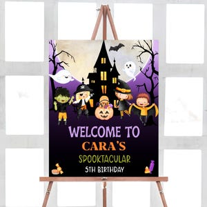 Editable Halloween Birthday Welcome Sign, Halloween Party Welcome ...