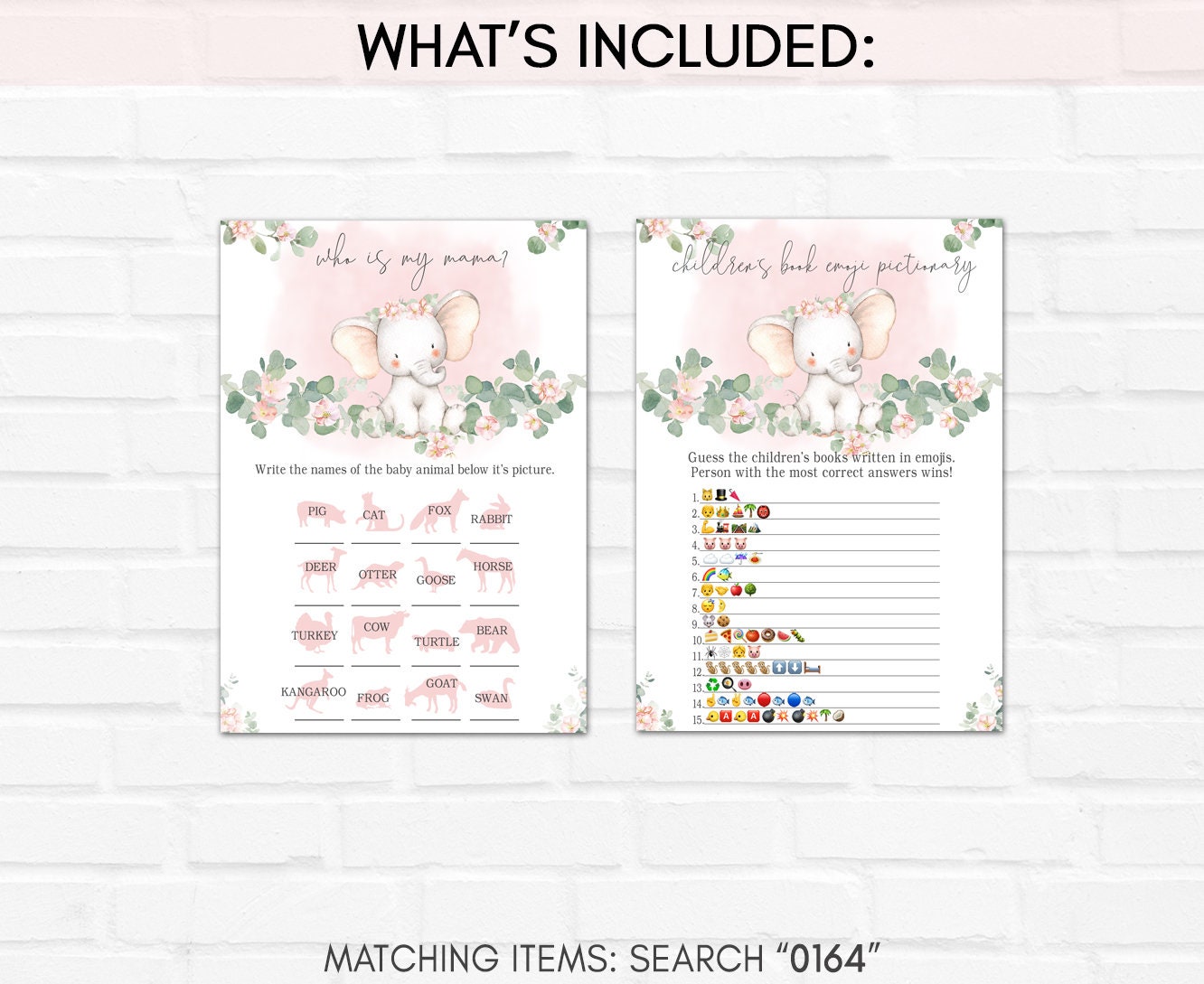 Elephant Baby Shower Games Bundle Girl Baby Elephant Girl | Etsy