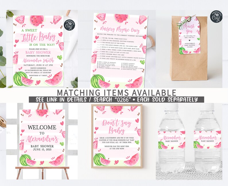 Editable Pink Watermelon Baby Shower Welcome Sign, Watermelon Girl Baby ...