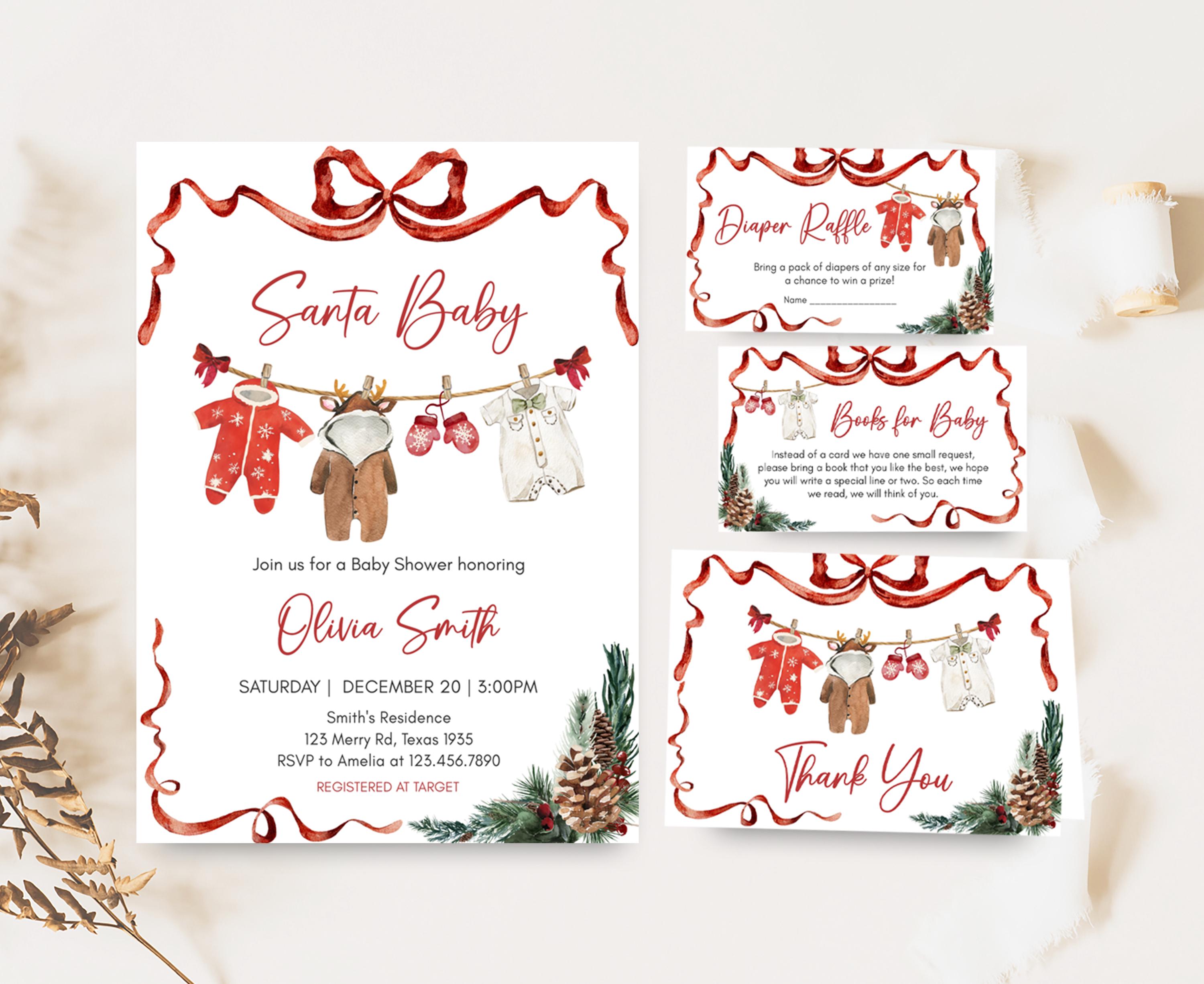 Editable Santa Baby Shower Invitation Bundle, Christmas Baby ...