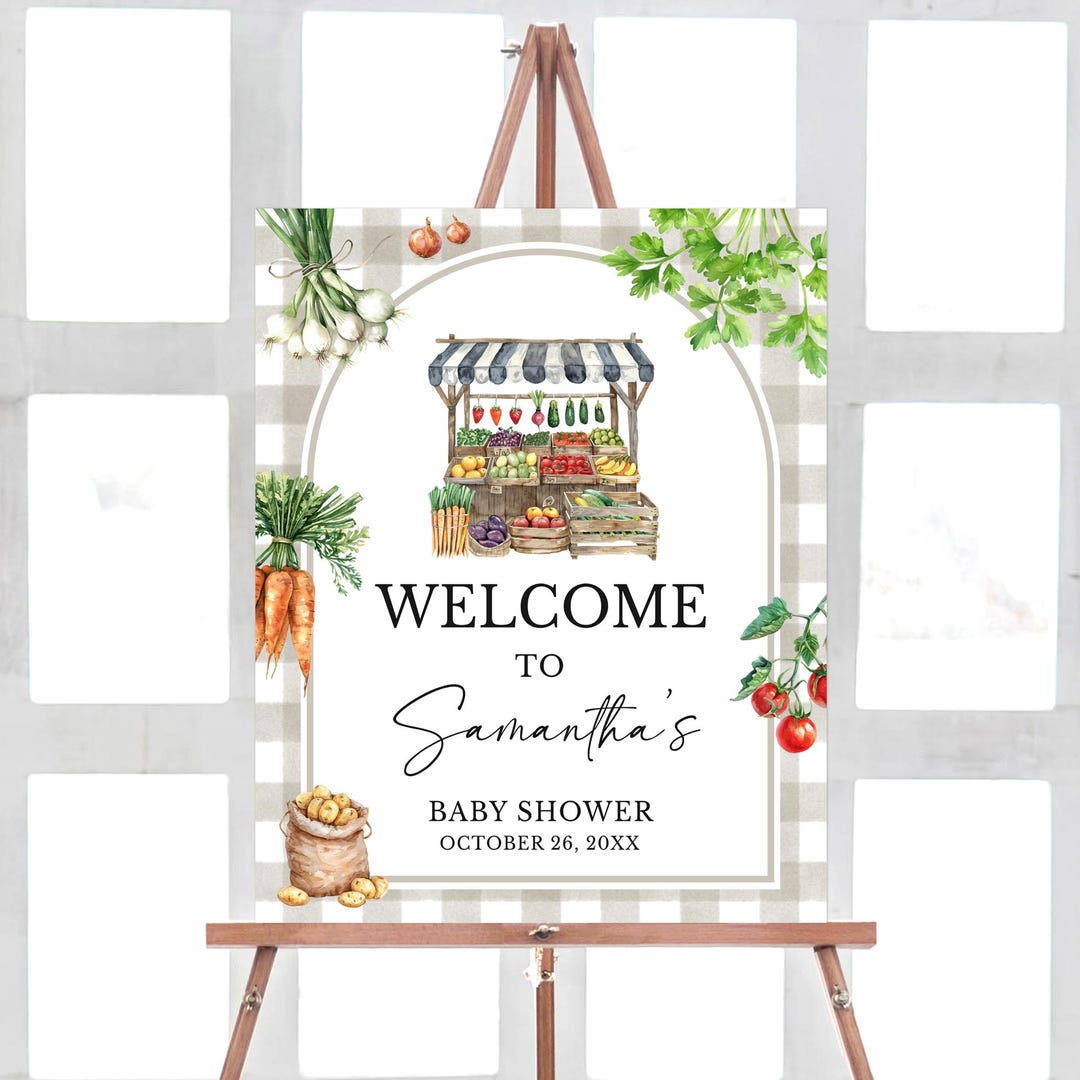 Editable Farmers Market Baby Shower Welcome Sign, Locally Grown Baby ...